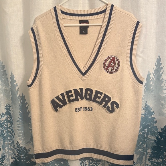 Marvel | Jackets & Coats | Marvel Avengers Cream And Blue Sweater Vest ...